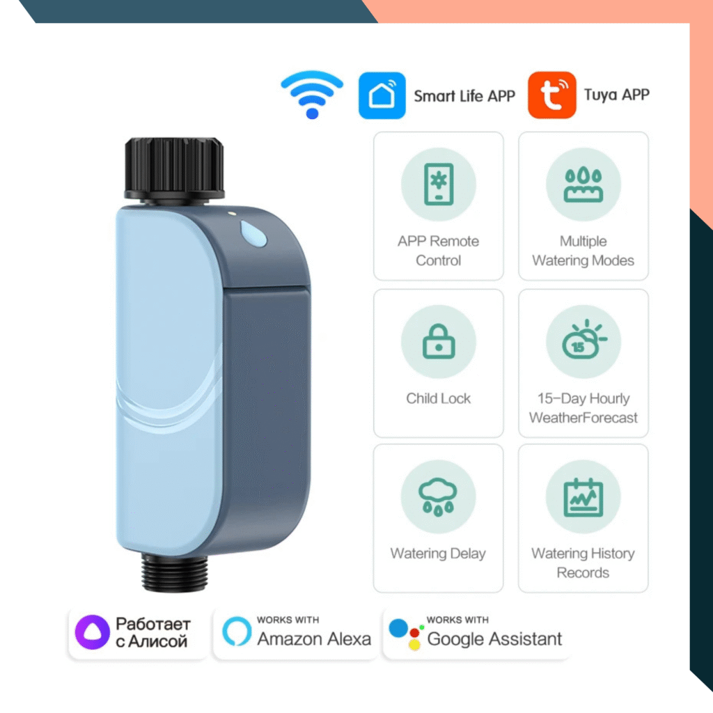 Smart Tuya WiFi Garden Water Timer – IP65 Auto Valve w/ Rain Sensor ...