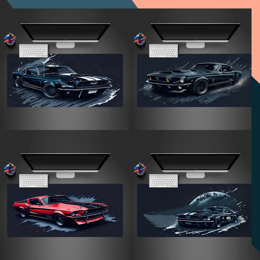 Black Mustang Sports Car XXL Gaming Mouse Pad Large Non-Slip Desk Mat ...