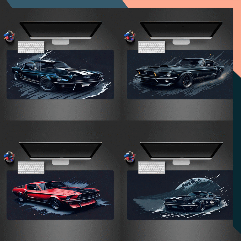 Black Mustang Sports Car XXL Gaming Mouse Pad Large Non-Slip Desk Mat ...