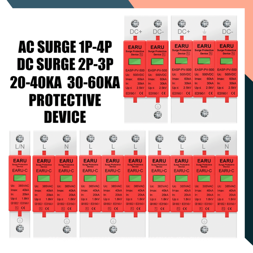 DC Surge Protector SPD 500V 800V 1000V 40kA 60kA 1P–4P for PV System ...