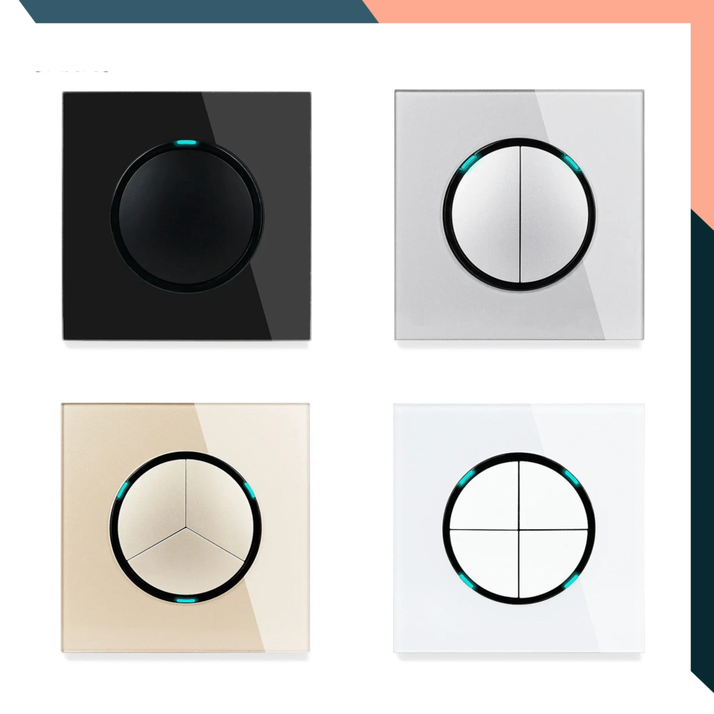 Glass Wall Light Switch 1/2/3/4 Gang 1 Way 2 Way LED Indicator Panel ...